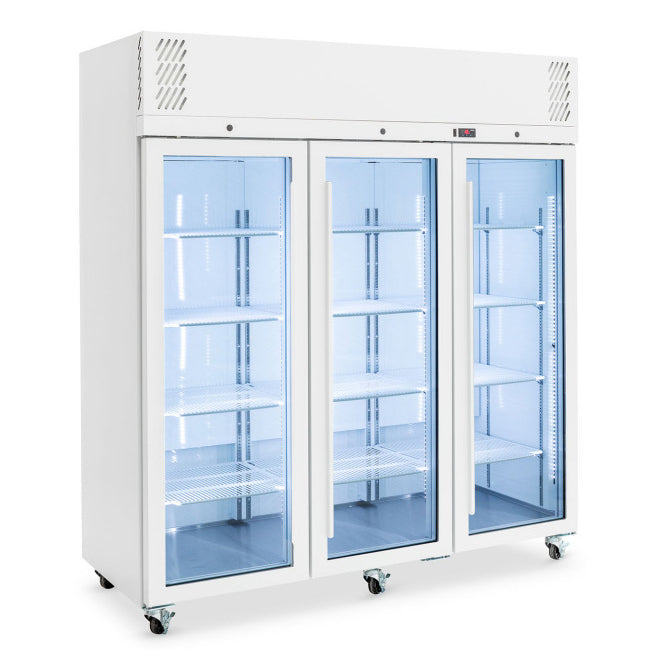 Williams Pearl - Three Glass Door White Colorbond Upright Display Frid ...