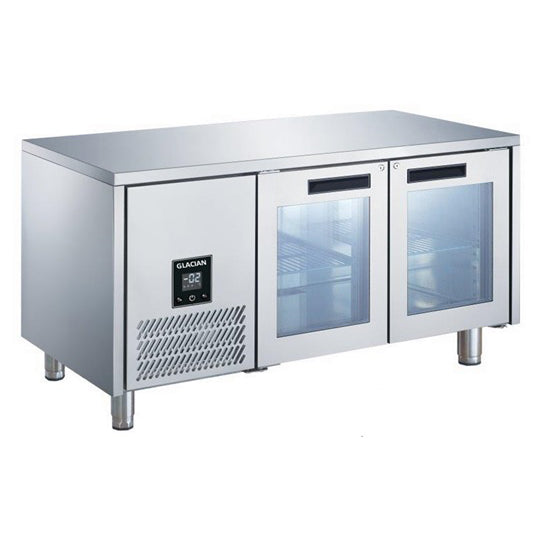 Glacian Slimline Under Bench Fridge with 2 Glass Doors 267L - BCG61420 ...