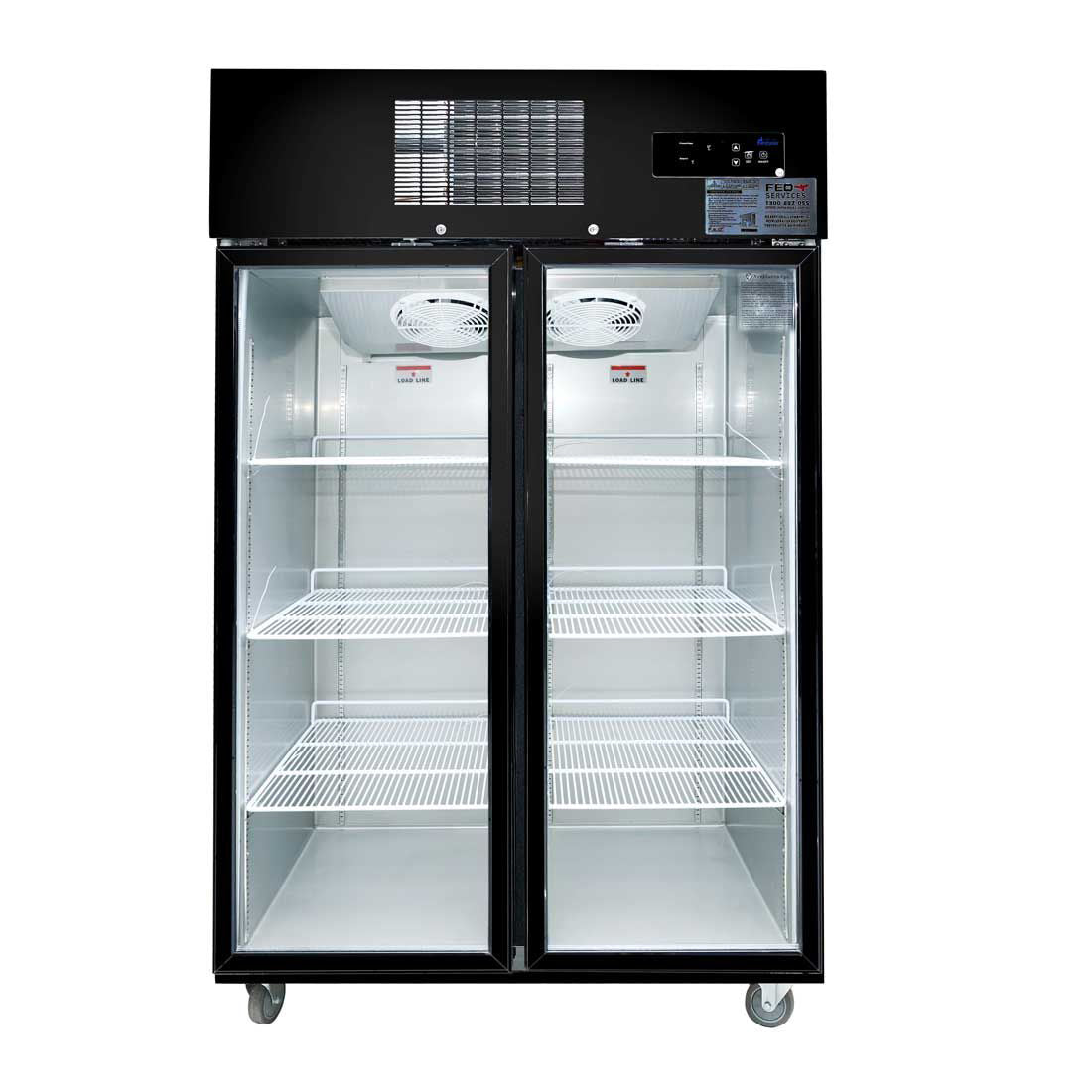 Thermaster Double Glass Door Stainless Steel Upright Freezer Black 100 ...