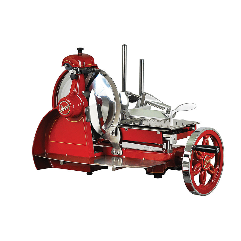 NOAW Traditional Red Flywheel Slicer - NS320M — Commercial Equipment Online